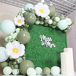 BIRSAT Daisy Balloon Arch Kit for Girls Pastel Green Birthday Decorations, Sage Green Balloons Garland for Women Neutral Jungle Baby Shower Party Supplies, Greenery Flower Theme Bridal Shower Parties