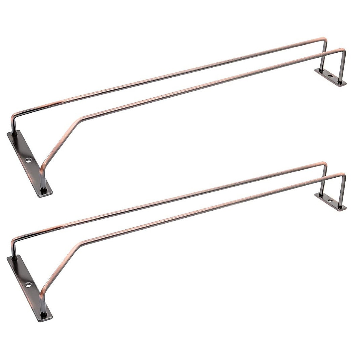 zoohot 40.5cm Copper Wine Glass Rack, Stemware Rack, Wire Hanging Rack, Under Cabinet Metal Wine Glass Holder (1 Rows, 2 Pack)