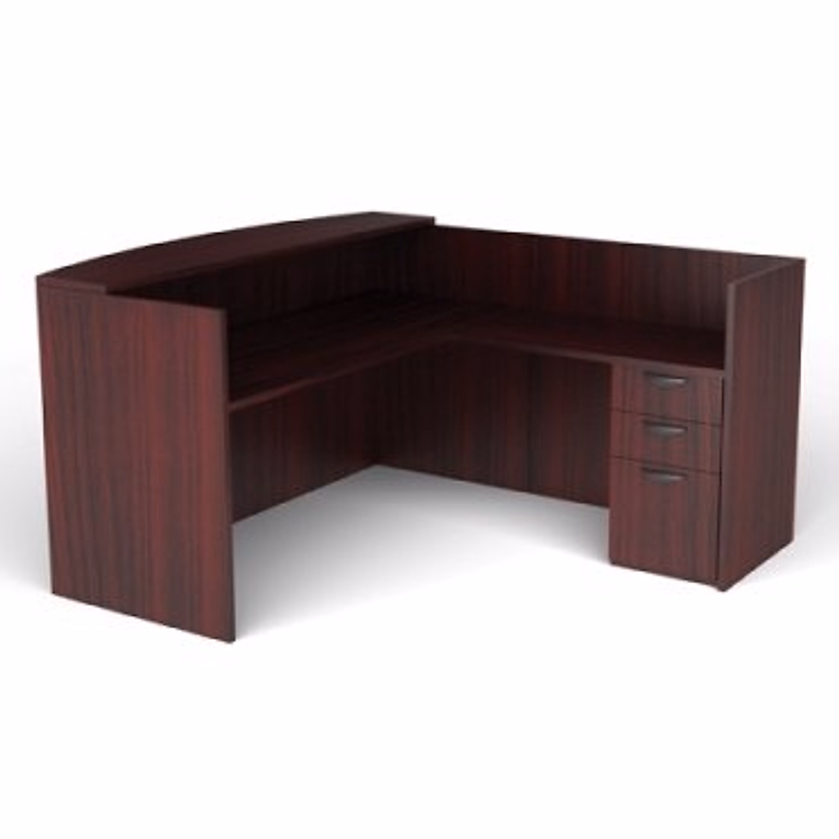 Offices To Go L Shaped Reception Desk W/Drawers W/Transaction Top 71" W X 30" D X 42" H Reception Return 42" W X 24" D X 42" H - American Espresso