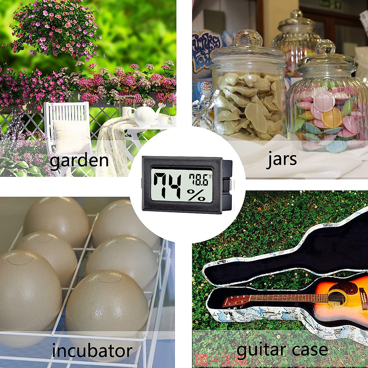 TASOGEN 12 Pack Mini Digital Thermometer Hygrometer Indoor Temperature and Humidity Gauge Meter Monitor Fahrenheit (℉) for Humidor,Greenhouse,Reptile Tank,Home,Jars