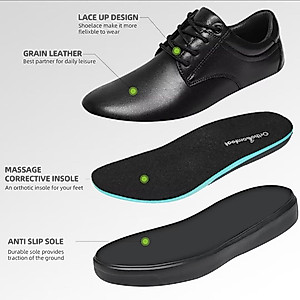 Men's Orthopedic Leather Dress Walking Shoes: Comfortable Plantar Fasciitis Fashion Oxford with Arch Support, Heel and Foot Pain Relief Dress Shoes for Wedding Black Size 12