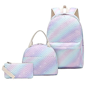 EZYCOK Teen Girls School Backpack Kids Bookbag Set with Lunch Box Pencil Case Travel Laptop Backpack Casual Daypack, Pink