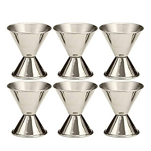 Tezzorio (6 Pack) Double 1/2 & 1 Oz Bar Jigger, Stainless Steel Cocktail Jiggers Pony Shot Measuring Liquor/Bartender Supplies