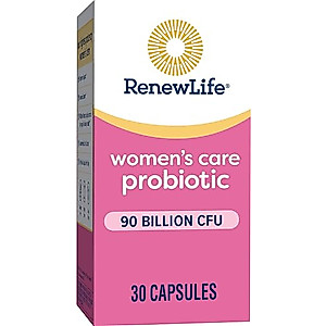 Renew Life Women's Probiotic Capsules, Supports pH Balance for Women, Vaginal, Urinary, Digestive and Immune Health, L. Rhamnosus GG, Dairy, Soy and Gluten-Free, 90 Billion CFU - 30 Ct