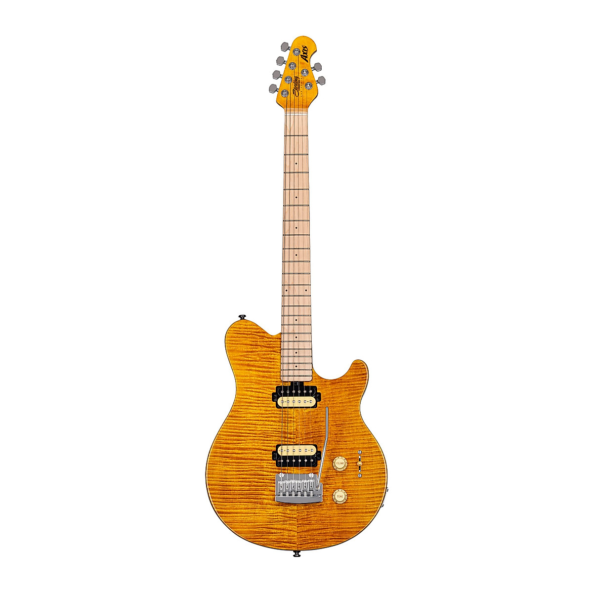 Sterling by Music Man 6 String Solid-Body Electric Guitar, Right, Trans Gold (AX3FM-TGO-M1)