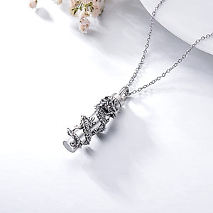 CHENGHONG Cremation Jewelry for Ashes 925 Sterling Silver Dragon Urn Necklaces for Ashes Keepsake Necklace for Dragon Promise Memorial Jewelry Christmas Gifts for Women Men