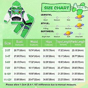 Eledobby Toddler Buzz Lightyear Costume Sweatshirt Halloween Outfits Hoodie+Pants Set Green Costumes for Boys Birthday Party Clothes 3-4T