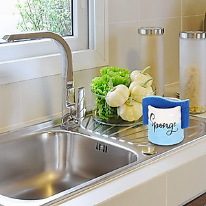 Roxiuc Sponge Holder for Sink-Ceramic Kitchen Sponge Holder-Sponge Holder Caddy-Rustic Decor (with 1pc Sponge)