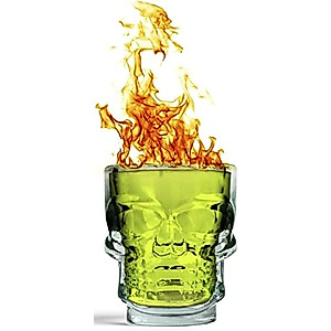 Circleware Skull Face Heavy Base Whiskey Shot Glasses, Set of 6, Party Home and Entertainment Dining Beverage Drinking Glassware for Brandy, Liquor, Bar Decor, Jello Cups, 1.75 oz, Clear