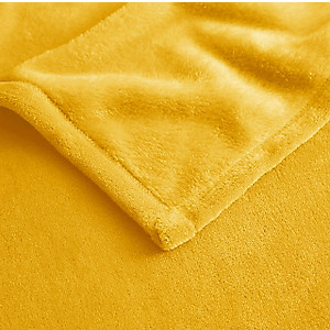 EXQ Home Fleece Blanket Twin Size Yellow Throw Blanket for Couch or Bed - Microfiber Fuzzy Flannel Blanket for Adults