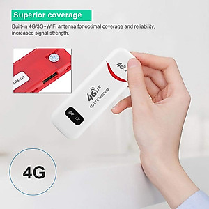 Yoidesu 4G LTE USB Modem,100Mbps Mobile Router,Network Hotspot,3G 4G Modem,Router,Support LTE B1/B3/B7/B8/B20 SIM/USIM FDD,WCDMA,TF Slot up to 32GB,Portable
