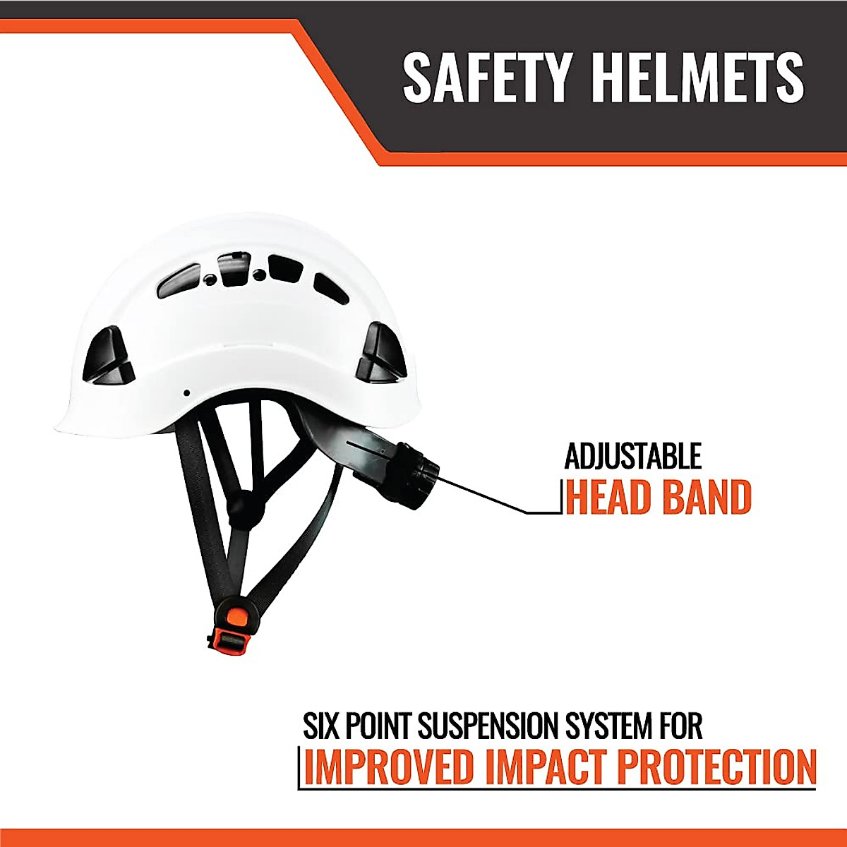 Malta Dynamics Fall Protection Safety Helmet for Construction, with Air Vents and Adjustable Head Band, Lightweight Work Helmet for Safety and Protection