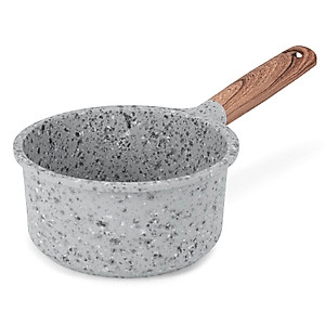 PHANTOM CHEF 1.5 QT Saucepan with Granite finish & Lid | PFOA Free | Small Nonstick 1.5 Quart Sauce Pot | Induction Compatible | Dishwasher & Oven Safe | Stay-Cool Handle | Easy to Clean (Beige)