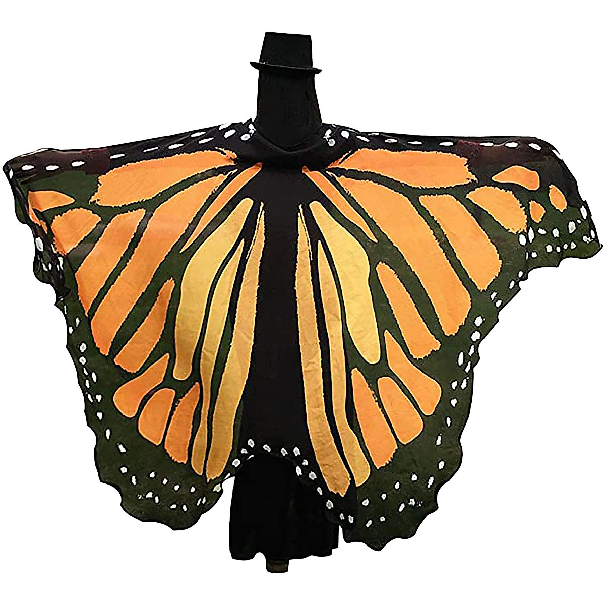 Halloween Butterfly Wings Costume for Women Girls Printed Moth Cape Shawl Wrap Moth Butterfly Cloak(Yellow)