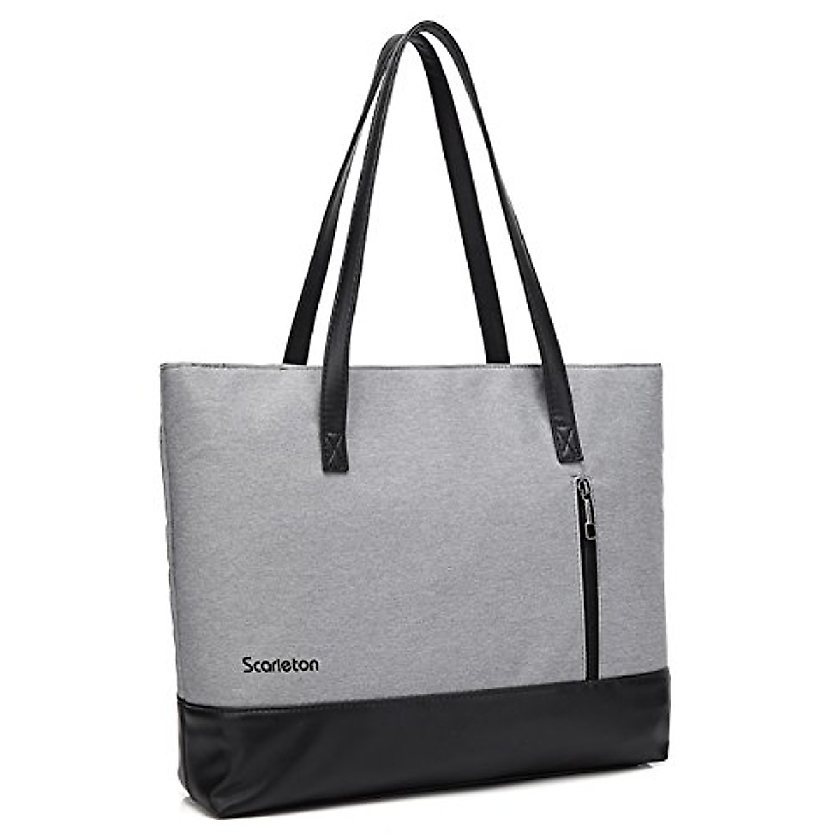 Scarleton Water Resistant Tote Bag for Women, Multi Pocket Diaper Bag, Multipurpose Casual Bag and Laptop Bag, H20550301, Grey/Black