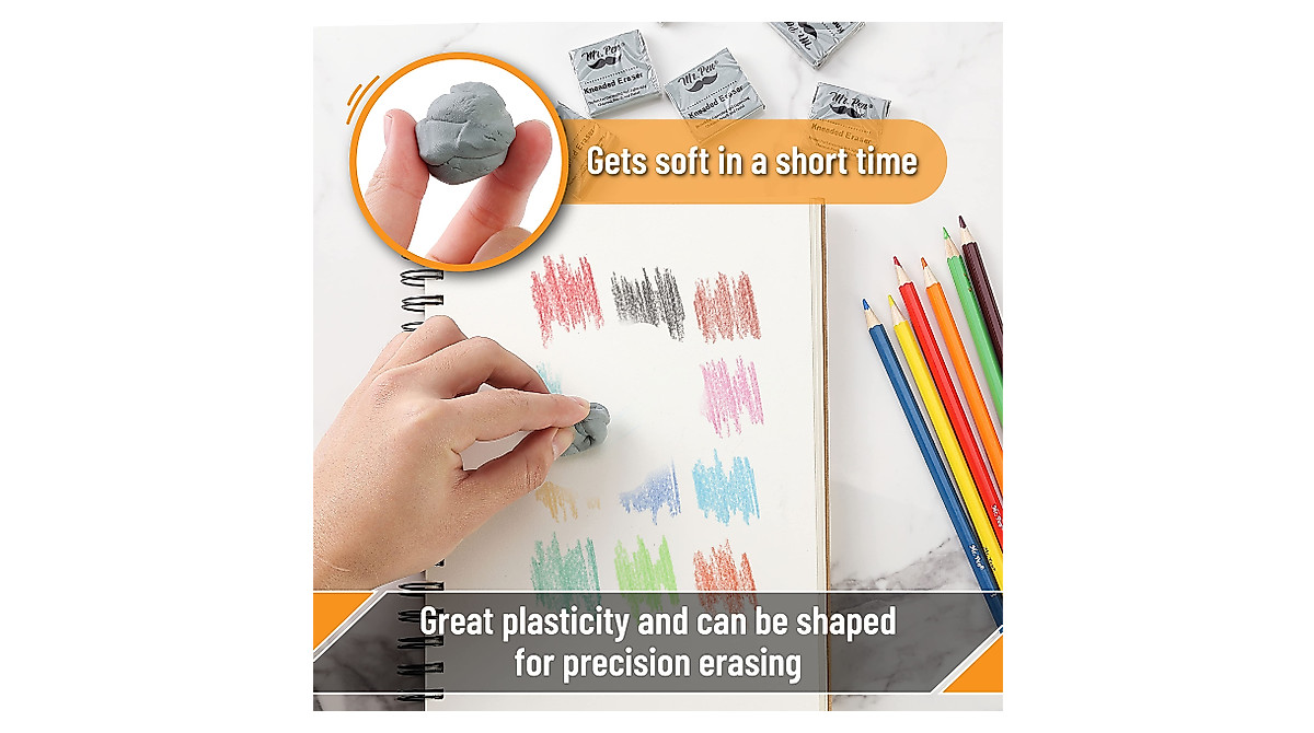 Mr. Pen Kneaded Erasers - 18 Pack for Precise, Residue-Free Art