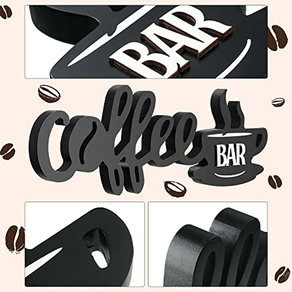 Yulejo Coffee Bar Sign Wooden Block Farmhouse Coffee Bar Decor Rustic Coffee Bar Decor for Coffee Bar Wooden Coffee Decor for Coffee Bar Home Office Kitchen