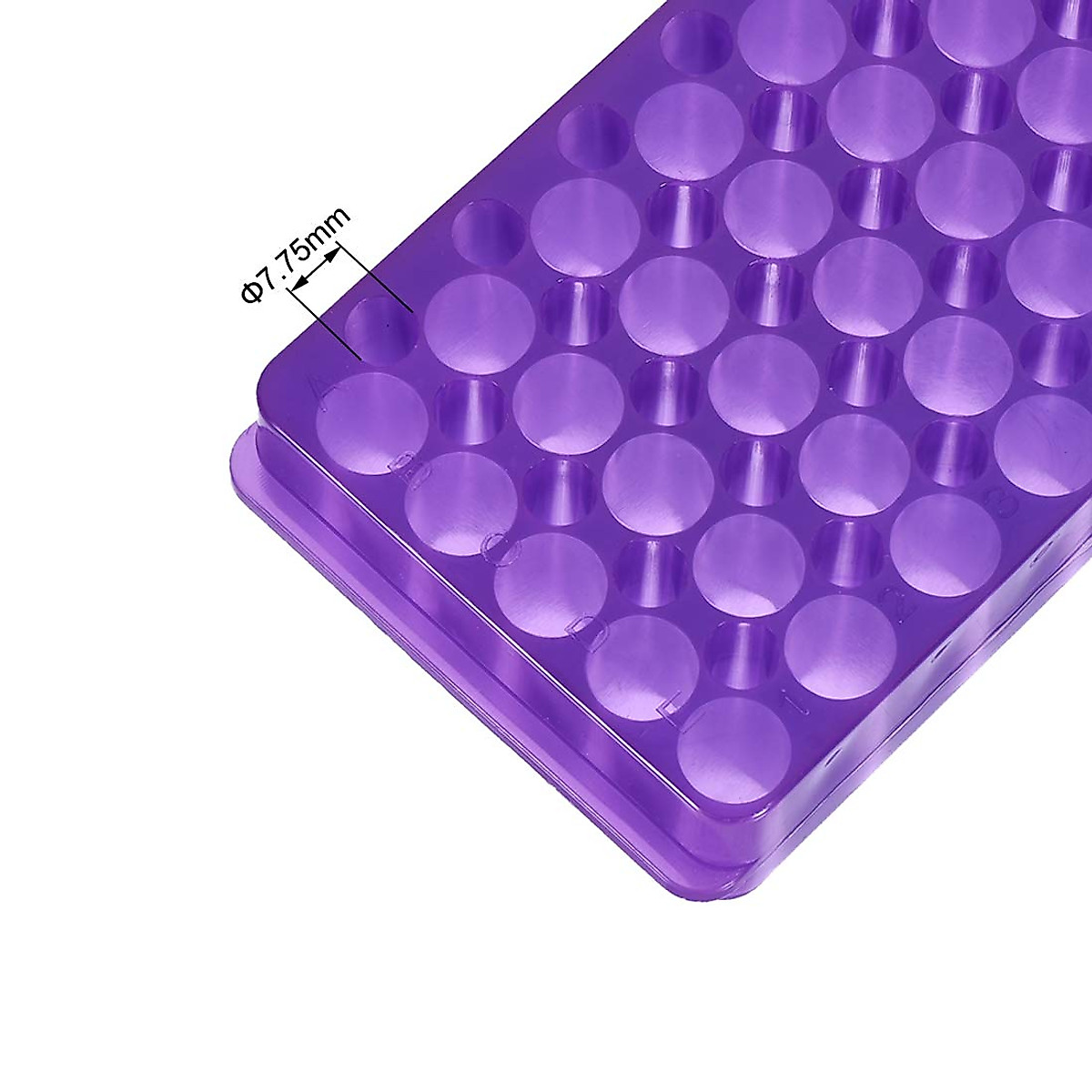 uxcell Polypropylene Test Tube Rack Double Panel 60 Hole for 0.5ml/1.5ml/2ml Centrifuge Tube Freezing Tube Holder Purple 5Pcs