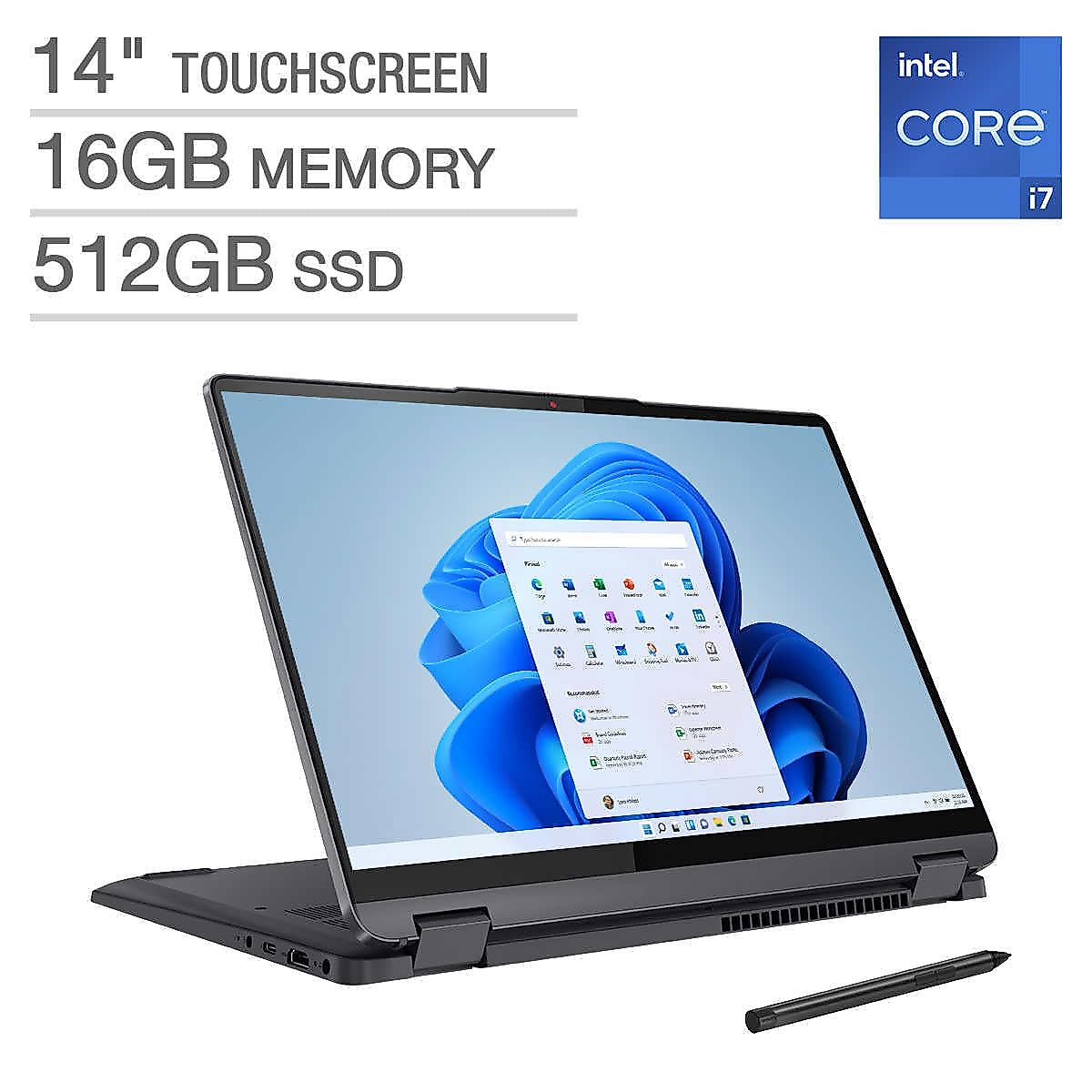 Lenovo IdeaPad Flex 5 2023 2-in-1 Laptop 14" 2.8K OLED Touch 10-Core 12th Intel i7-1255U 16GB DDR4 512GB SSD Iris Xe Graphics Thunderbolt 4 Wi-Fi 6 Backlit Fingerprint Windows 11 Home w/ONT 32GB USB