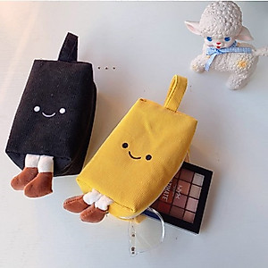 Funnytek Smile Pencil Pouch - Large Capacity Kawaii Pencil Case Soft Corduroy Cosmetic Bag Durable Pencil Bag, Cute Travel Makeup Bag, Stationary Organizer Pouch Women Handbags (Yellow)