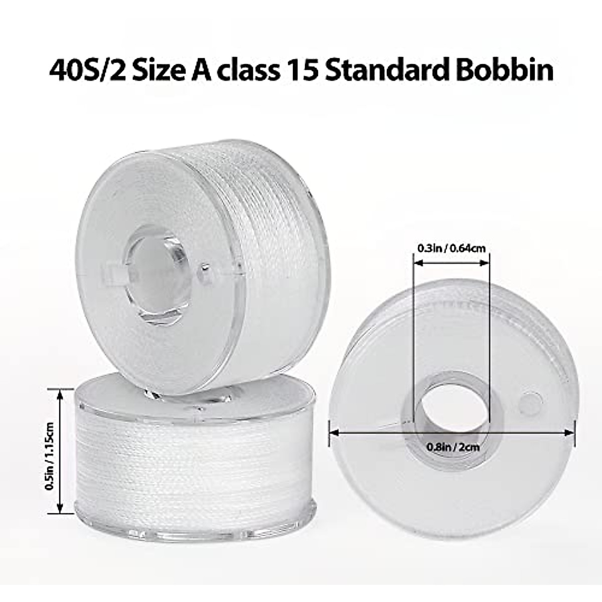 ilauke 36pcs White Sewing Thread 60WT Size A Prewound Bobbin Thread with Bobbin Case, Polyester Thread for Brother Singer BabyLock Janome Machines DIY Embroidery Thread