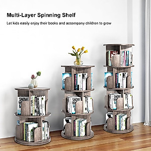 Nidouillet Rotating Bookshelf, 3 Tier Revolving Bookcase 360 Display Round Bookshelf Narrow Swivel Corner Book Shelf Standing Bookcase for Adult Bedroom, Living Room