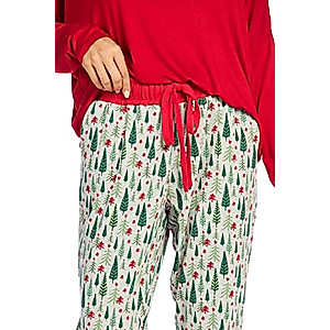 Mud Pie Womens Holiday Christmas Pajamas Set, Red, Small