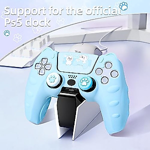 BRHE Cute Cat Claw PS5 Controller Skin - Non-Slip Silicone Protective Cover for PlayStation 5 Wireless Controller with 2 Thumb Grip Caps,1 cat Sticker,4 Remote Sensing Coils