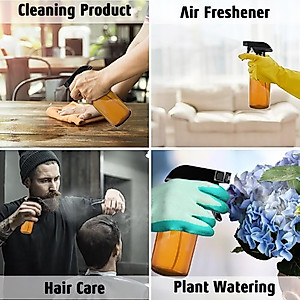 Tecohouse Glass Spray Bottles 8oz, Amber Hair Spray Bottles, 2 Pack Empty Refillable Sprayer Container with Labels, Funnel, Lids, Graduated Pipettes - Handheld Size