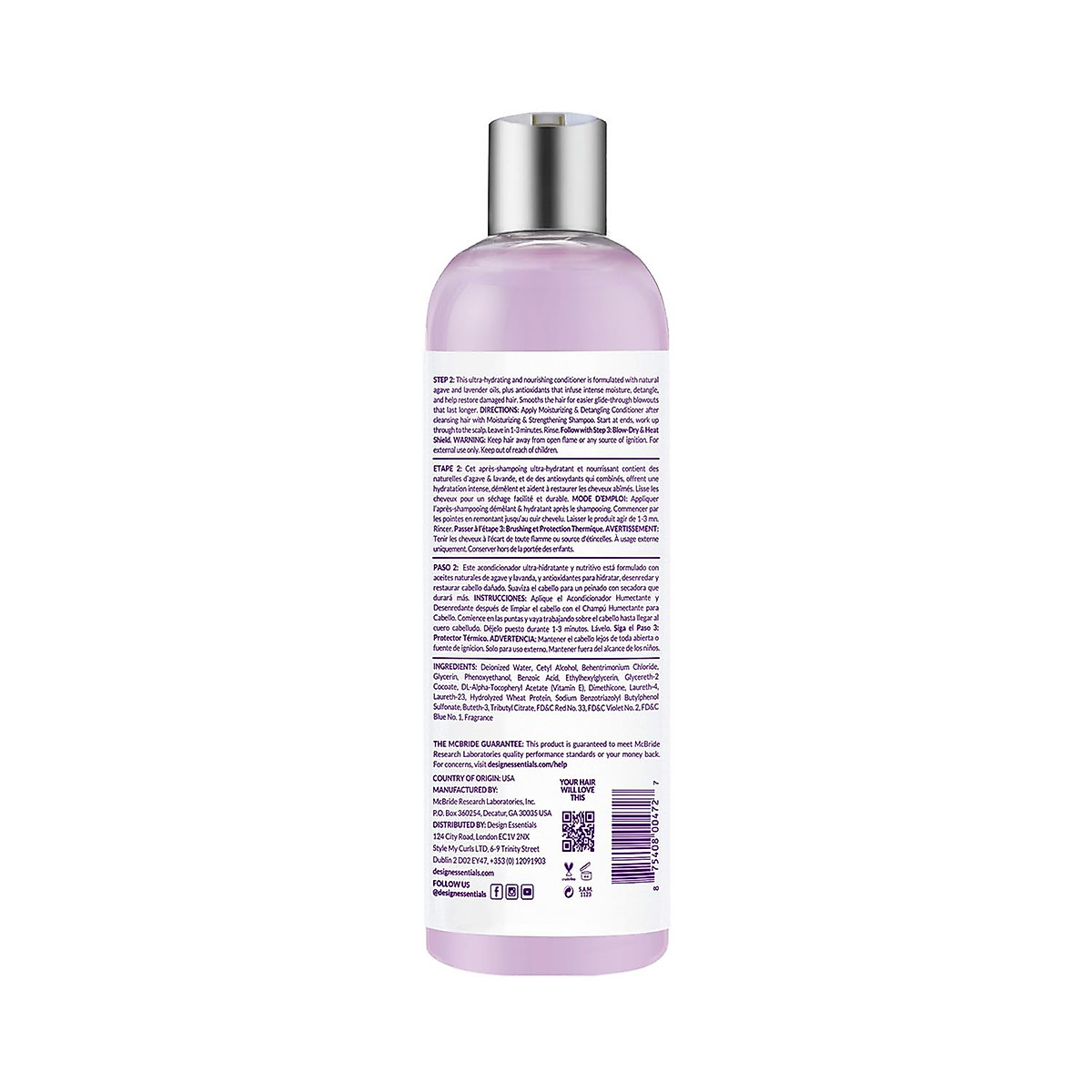Design Essentials Agave & Lavender Moisturizing & Detangling Conditioner-Blow-Dry & Silk Press Collection - 12oz
