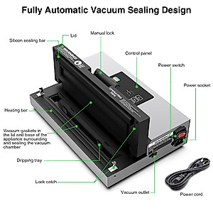 Ecojoy 12" Commercial Vacuum Sealer Machine V9100, 5 Modes Food Sealer Vacuum Continuously Uses 500+ Times Without Overheating, 85kpa Stainless Vacuum Sealer Food Sealer for Food Storage