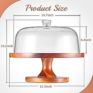 Wehome Cake Stand with Dome，Acacia Wood Cake Stand with Acrylic Lid，Footed Cake Stand Cake Pedestal Stand with Cover，Cake Plate Cake Holder Cake Displaying Stand(Large)