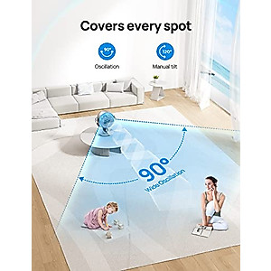 Dreo Smart Table Fans for Bedroom, 120°+90° Oscillating Fans with Remote/Voice/Wifi/Alexa Control, Powerful 70 ft Air Circulator Fan, 4 Speeds, 5 Modes, 12H Timer, 9 Inch Quiet Fan for Office, Home