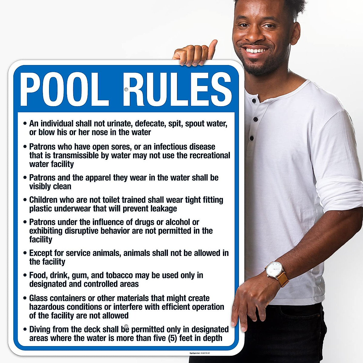 Sigo Signs, West Virginia Pool Rules Sign, Complies with State of West Virginia Pool Safety Code, 24x30 Inches, 55 mil Thick HDPS (high Density polystyrene), Made in USA