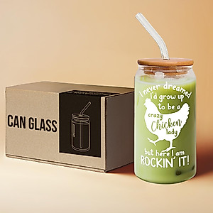Chicken Gifts - Chicken Gifts for Women - Chicken Themed Gifts - Chicken Lover Gifts, Chicken Lady Gifts, Chicken Mom Gifts - Chicken Christmas Gifts - Chicken Farmer Gifts for Women - 20 Oz Can Glass