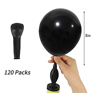 RUBFAC Black Balloons 120pcs 5 Inch Black Balloon Latex Party Balloons for Birthday Supplies Black Backdrop Decorations