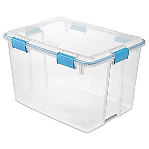 Sterilite 80 Quart Clear Plastic Stackable Storage Container Box Bin with Air Tight Gasket Seal Latching Lid Long Term Organizing Solution, 4 Pack