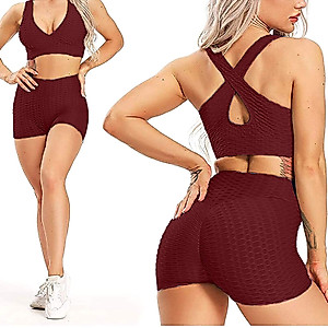 Bblulu TIK Tok Workout Shorts Womens Ruched Booty Textured Yoga Shorts Butt Lifting High Waisted Tummy Control Biker Shorts