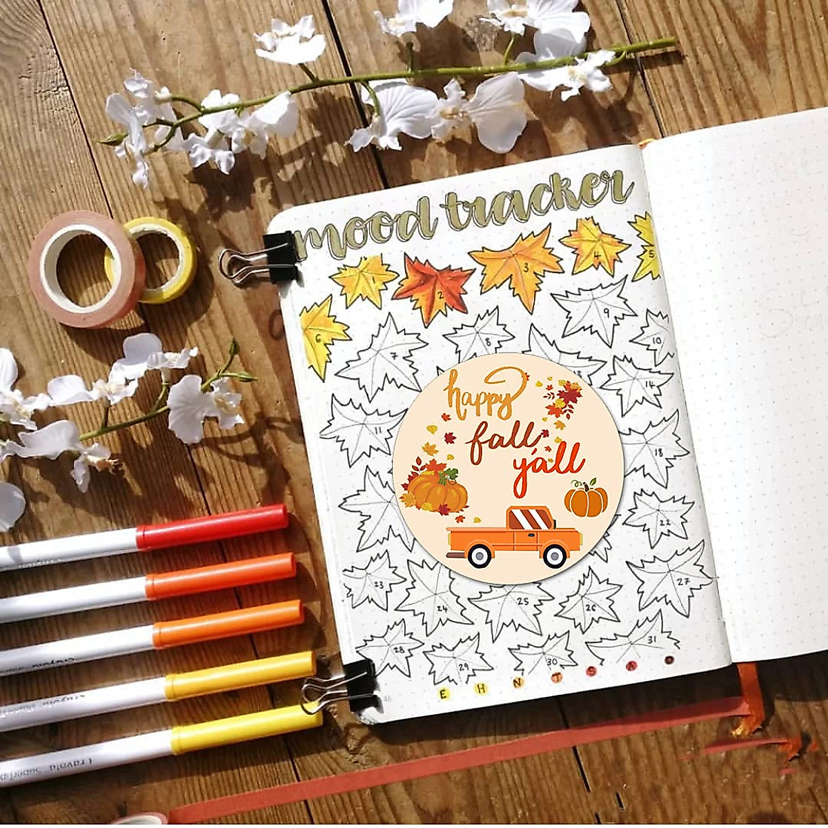 Happy Fall Y'all Stickers,Thanksgiving Stickers,Autumn Floral Thank You Labels for Party Favors,Envelope Seals & Goodie Bags,1.5 Inches,500Pcs.