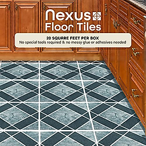 Achim Home Furnishings FTVGM30320 Nexus 12-Inch Vinyl Tile, Geo Light and Dark Blue Diamond Pattern, 20-Pack, 12"W x 12"L x 1.2mm T
