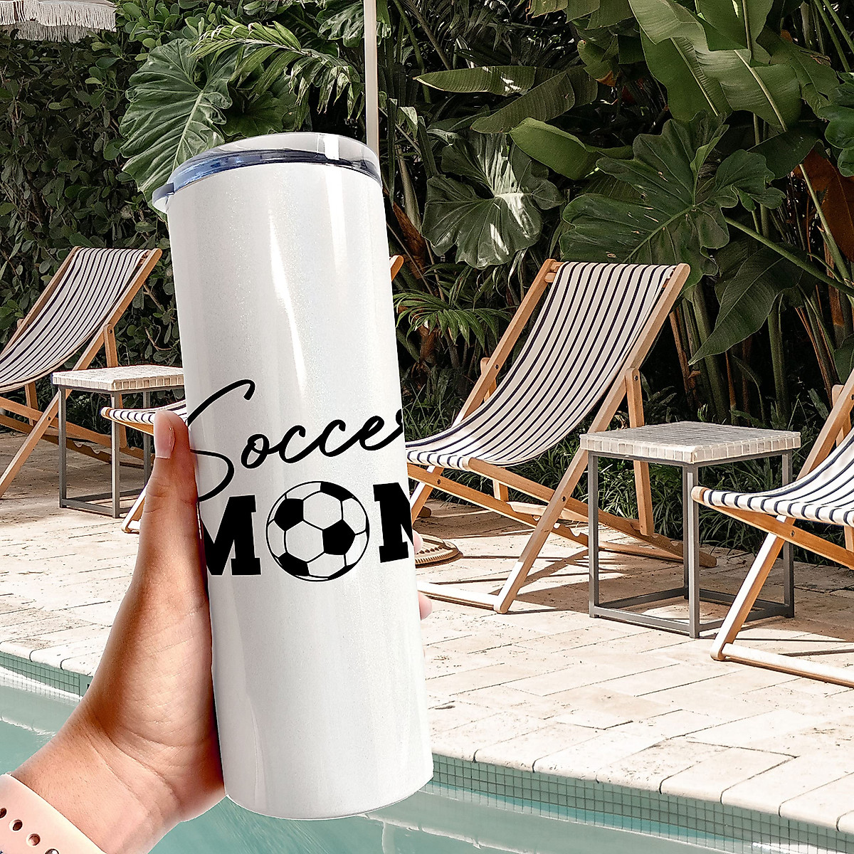 Soccer Mom – Personalize with Name & Number – One 20 oz Iridescent Stainless Steel Travel Tumbler with Straw – Double Wall Vacuum Insulation– Keep Beverages Cold For Up to 18 Hours or Hot for 6 Hours