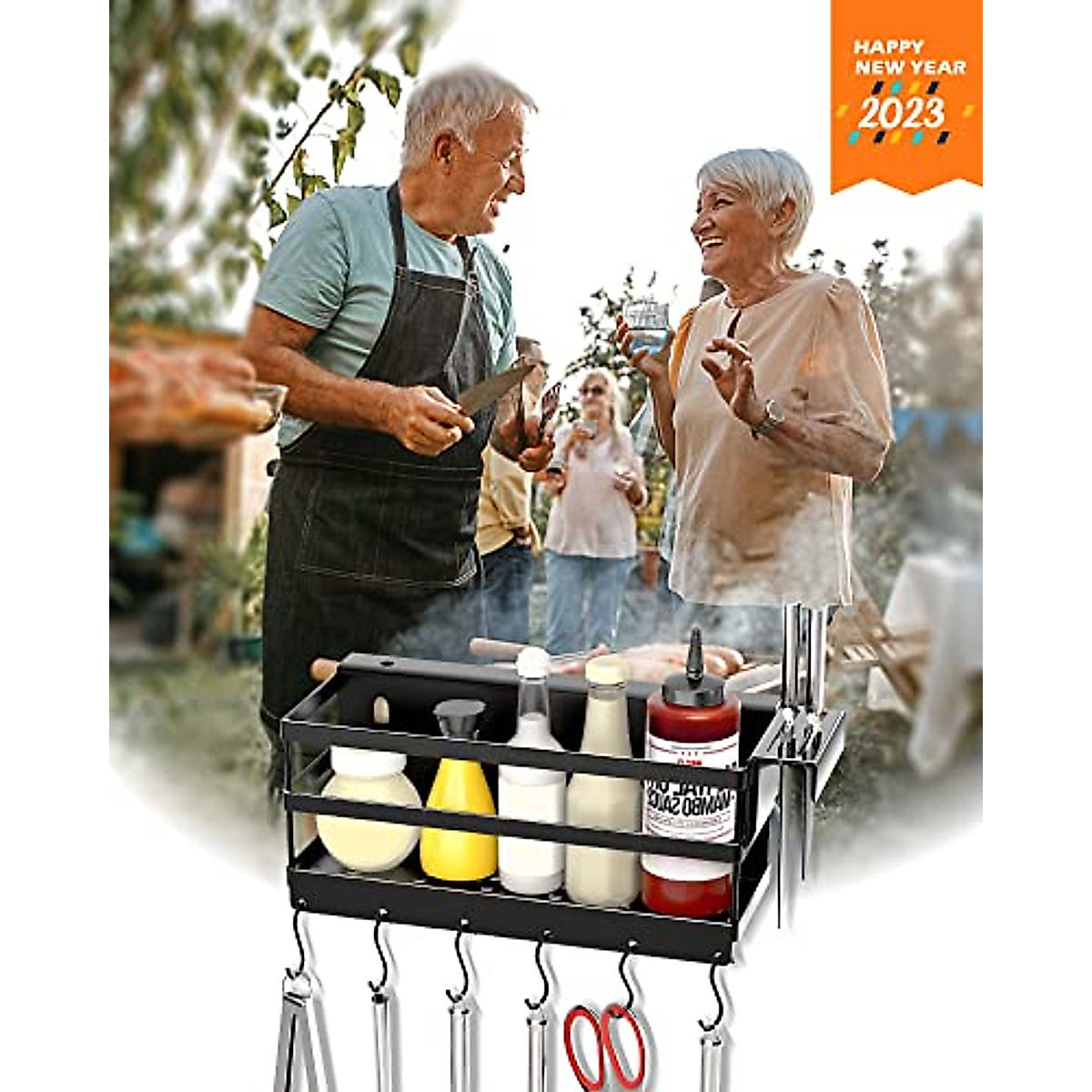 SHAPON Upgraded Griddle Caddy for 28" & 36" Blackstone Griddle Accessories Organizer for Clean & Organized Workspace Easy Install No Drill BBQ Griddle Accessories Storage Box Space Saving