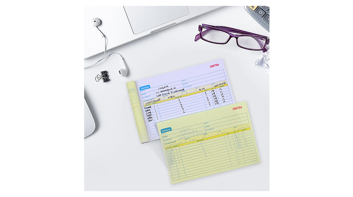 2-Pack Carbonless Invoice Books for Small Business - 50 Sets