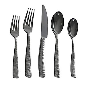 Gibson Home Gibson Elite Flatware Set, Service for 4 (20pcs), Hammered Black