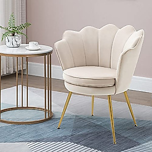 WQSLHX White Velvet Accent Chair Set of 2 for Living Room, Armchair Modern Accent Chair Vanity Chair for Bedroom, Comfy Arm Chair with Lumbar Pillow and Golden Metal Legs
