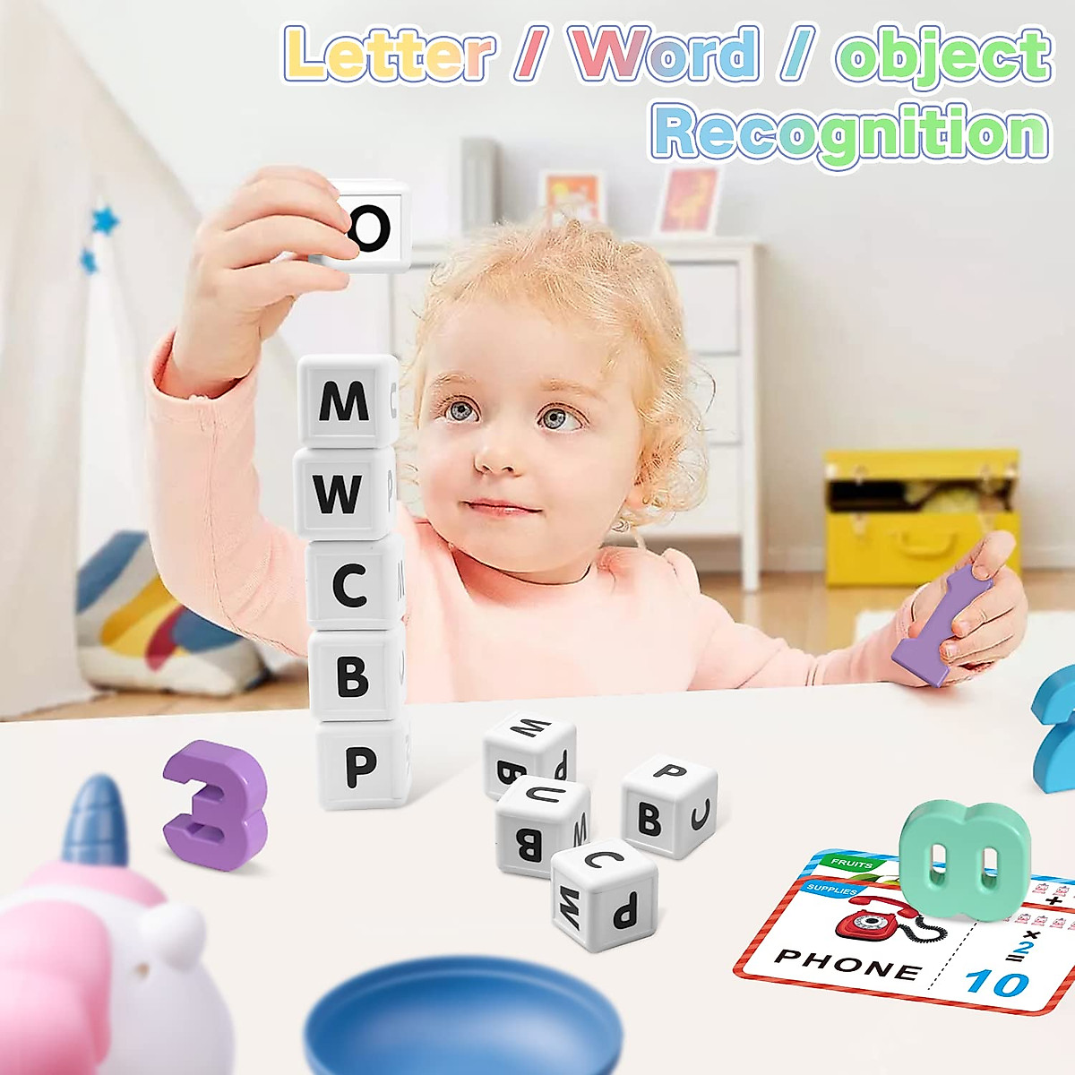 HOPEEYE Unicorns Kindergarten Preschool Learning Activities Math Counting Matching Letter Toys - Toddler Educational Toys for 3 4 5 6 7 Year Olds Girls Birthday Gift Games for Kids Ages 5-7 3-5