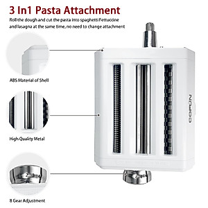 Pasta Maker Attachment for Kitchenaid Stand Mixer, Cofun 3 in 1 Pasta Machine Asseccories, Included Pasta Roller, Spaghetti Cutter, Fettuccine Cutter, Multifunctional Pasta Attachment for Kitchenaid