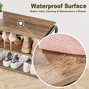 BWOORACKU Shoe Rack - Multi-Functional 3-Tier Z-Shaped Wooden Storage Organizer for Shoes, Entryway to Garage & More(Light Rustic)