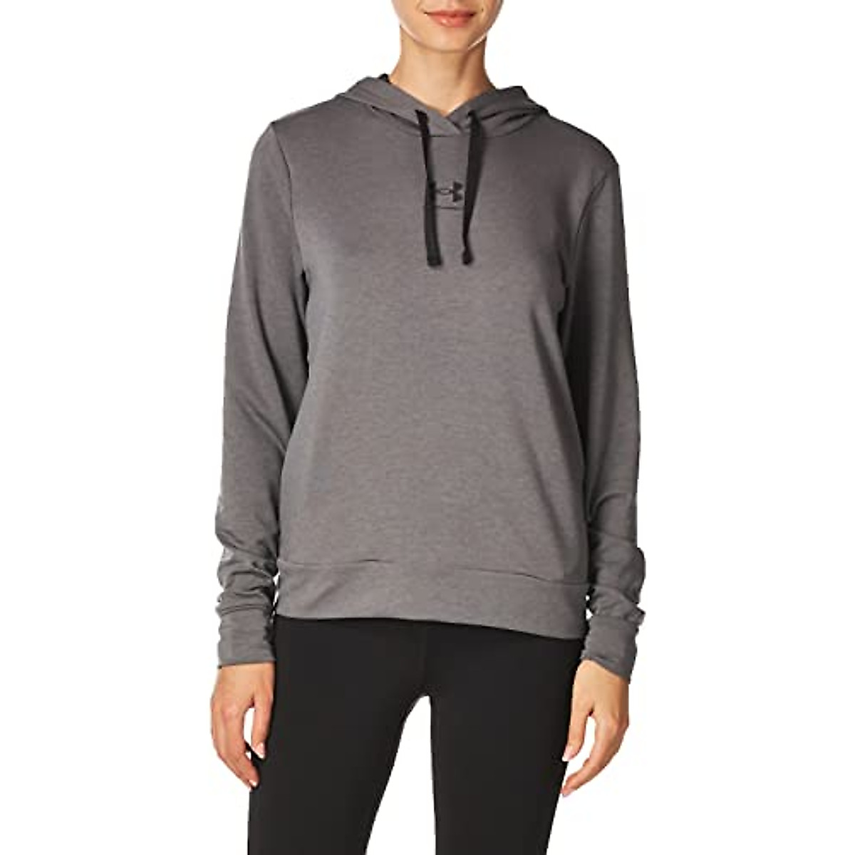 Under Armour Womens Rival Terry Hoodie , Jet Gray (010)/White , Medium