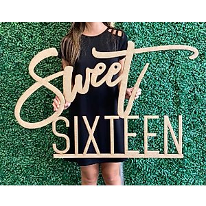 Sweet Sixteen Wooden Sign – 5 Sizes (12-36 inches), 16th Birthday Party Decor, Teen Birthday Wall Art, Sweet 16 Backdrop Sign, Birthday Celebration Sign, Teen Party Decoration